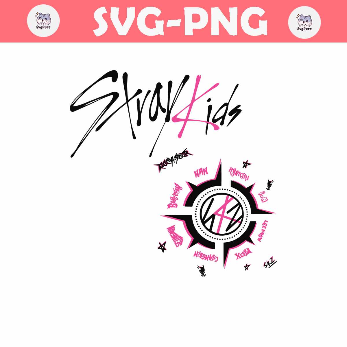 Vintage Stray Kids Members ROCKSTAR Album SVG Cricut Files | Inspire Uplift