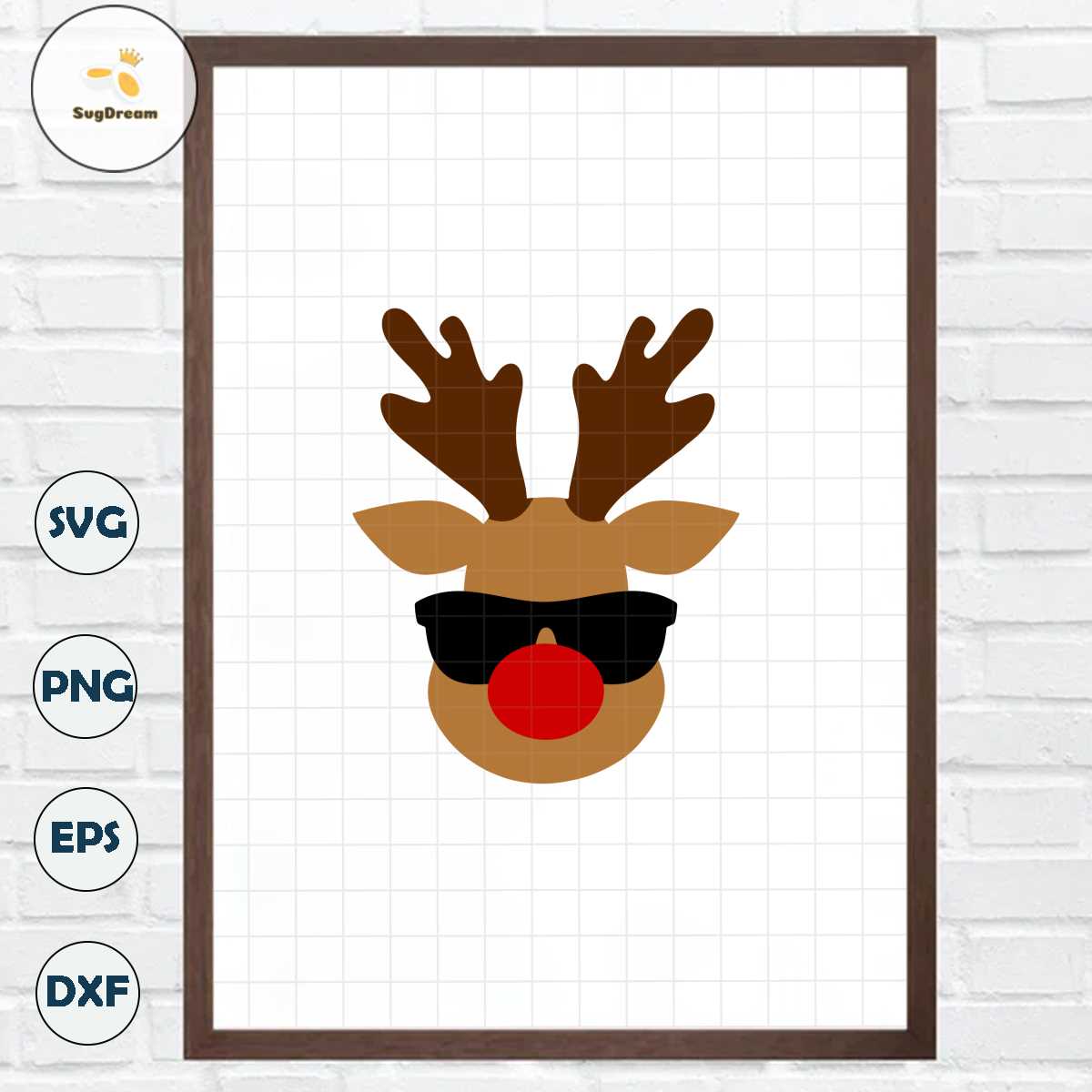 Cool Rudolph Svg, Red Nose Reindeer Sunglasses Svg, Cute Bab | Inspire ...