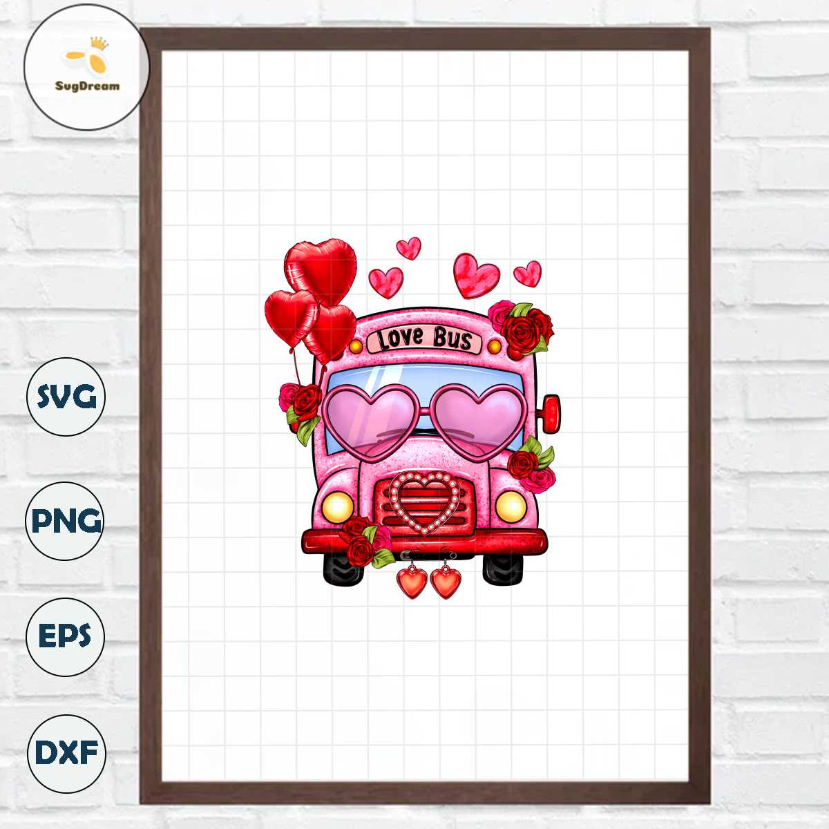 Love Bus Valentines Day PNG file, Valentine's Day Png | Inspire Uplift