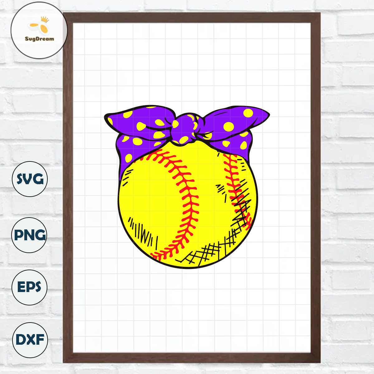 Softball with Purple Bow PNG File, Sublimation Design, Digit | Inspire ...