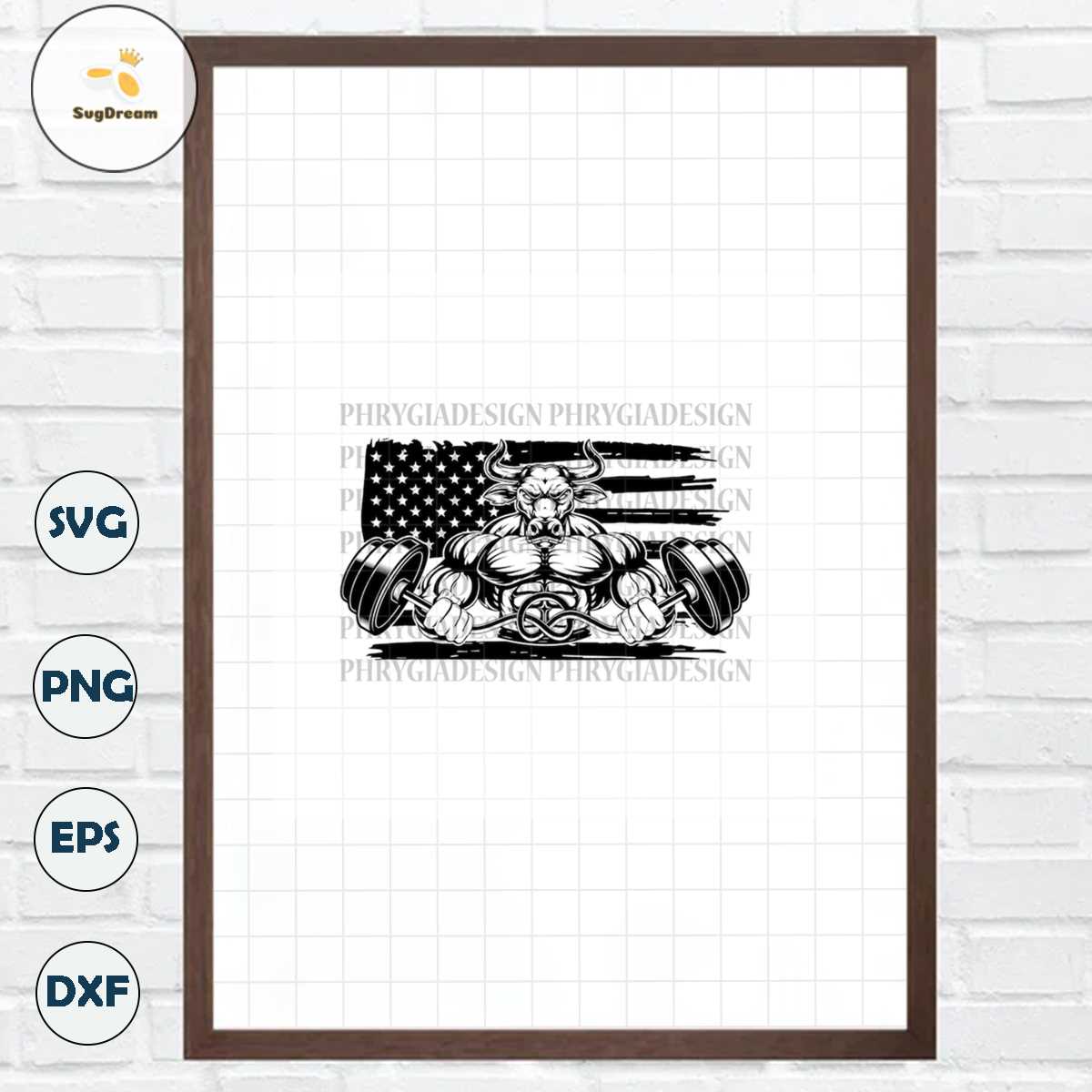 Bull Bodybuilder Svg Png , Us Flag Svg , Muscle Man Svg , Gy - Inspire ...