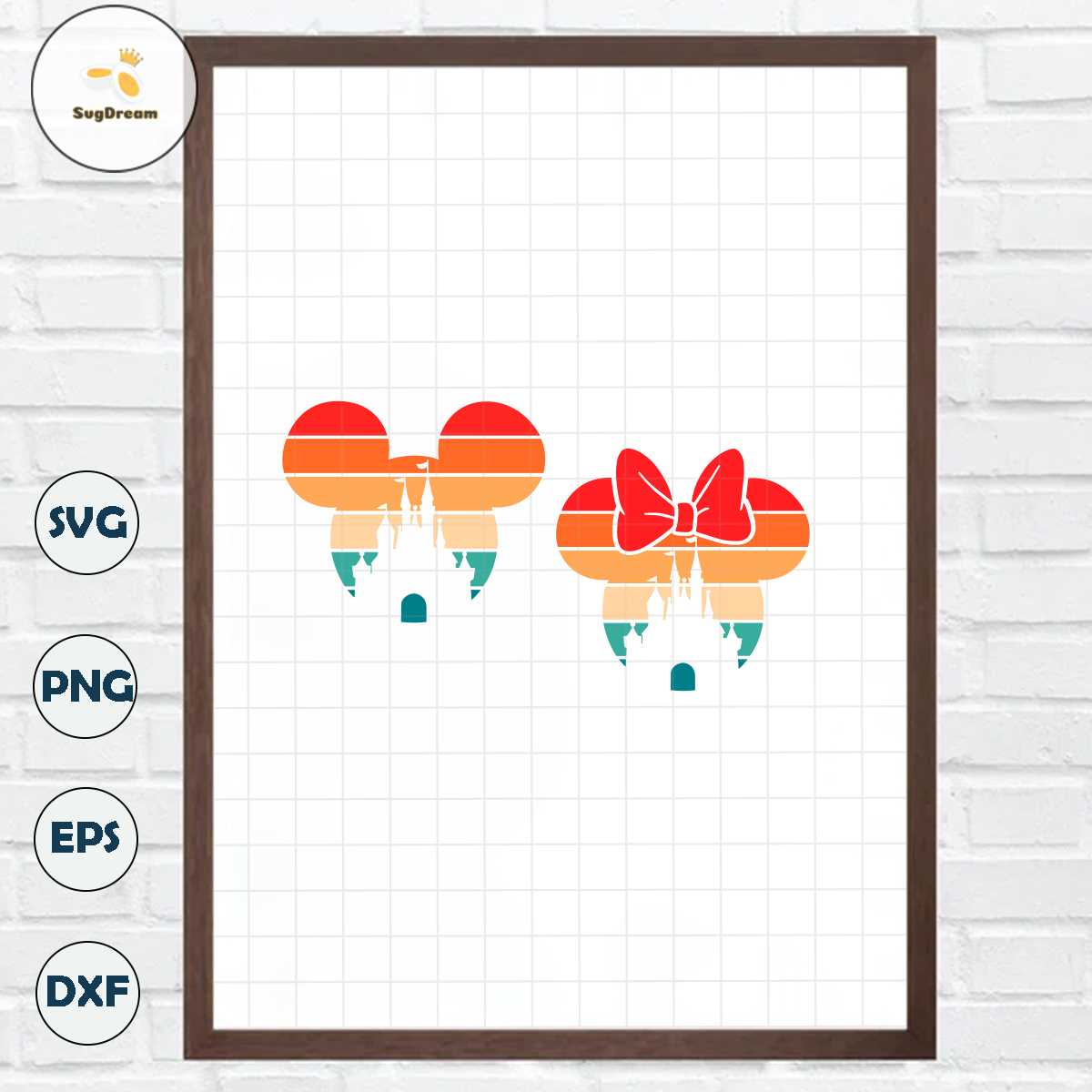 Sunset, Mickey Minnie Mouse, Castle, Ears Head, Svg Png Dxf | Inspire ...