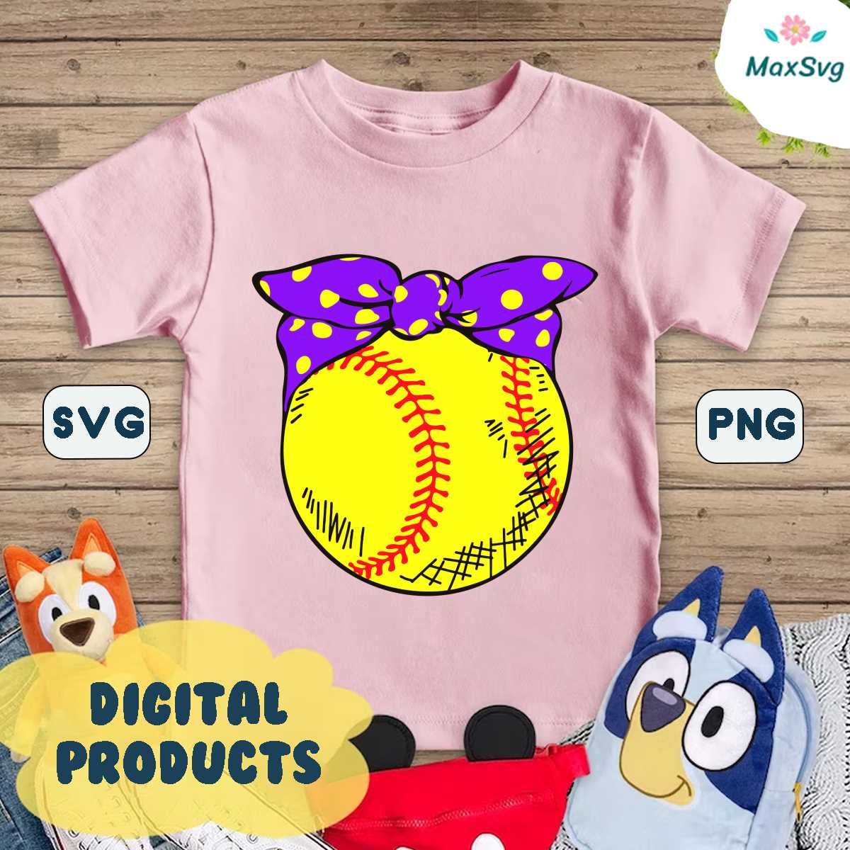 Softball with Purple Bow PNG File, Sublimation Design, Digit | Inspire ...
