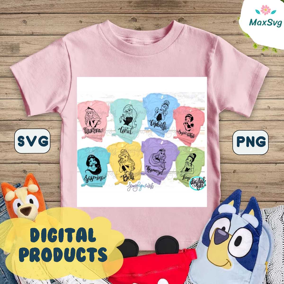 Princess Bundle SVG Belle Ariel Cinderella Jasmine Rapunzel | Inspire ...