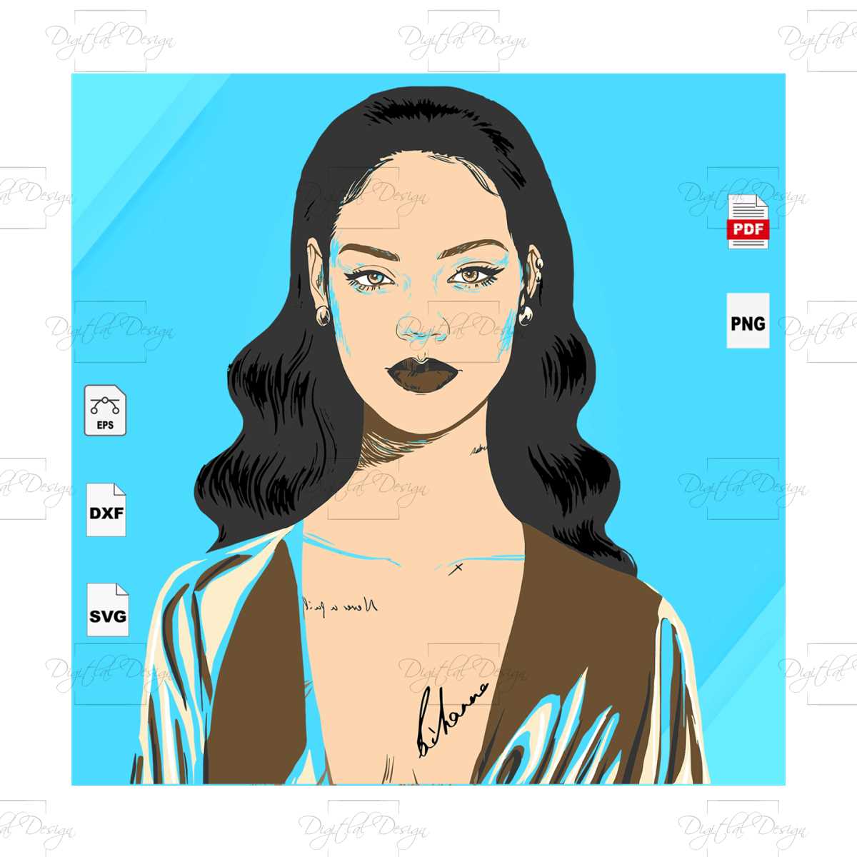 Rihanna svg, Black Girl Svg, Rihanna vector, Rihanna portrai - Inspire ...