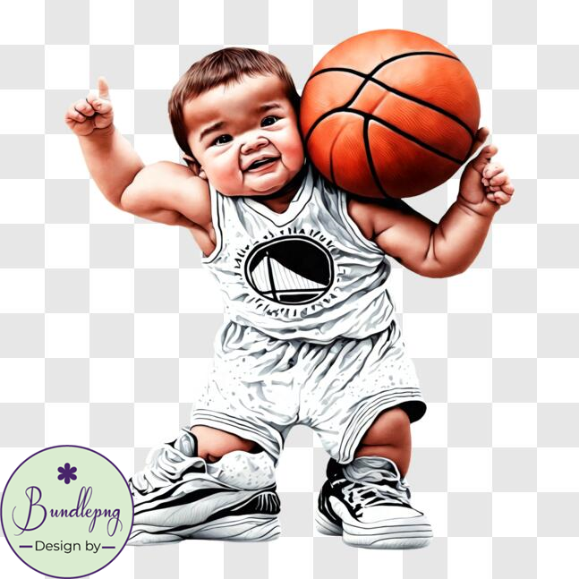 Adorable Baby Playing Basketball PNG Design 87 - Inspire Uplift