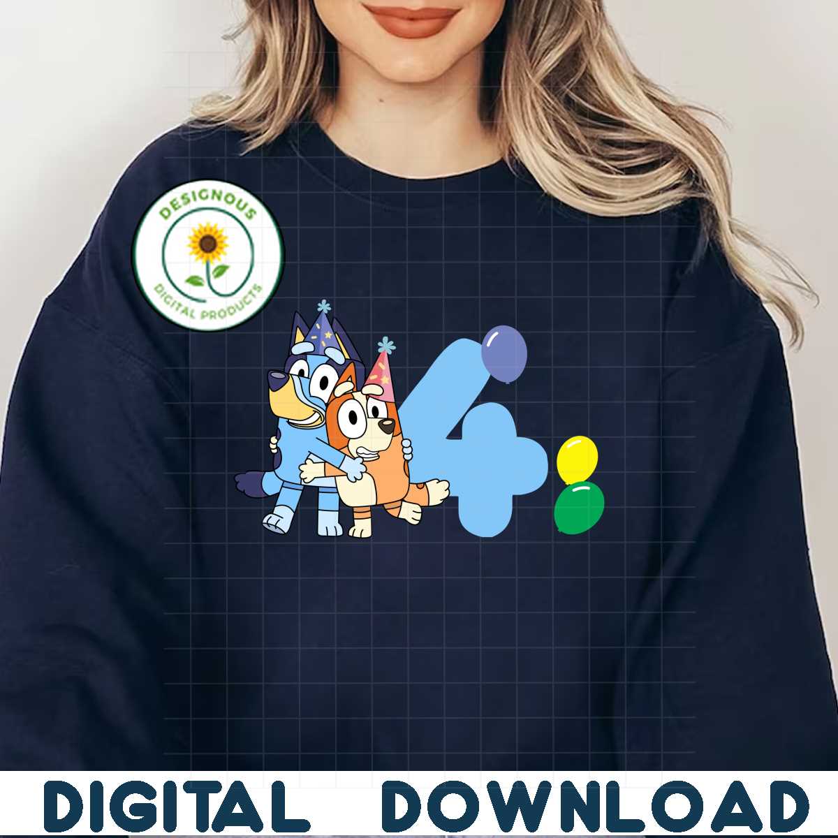 Bluey Birthday numbers 4 SVG - Inspire Uplift