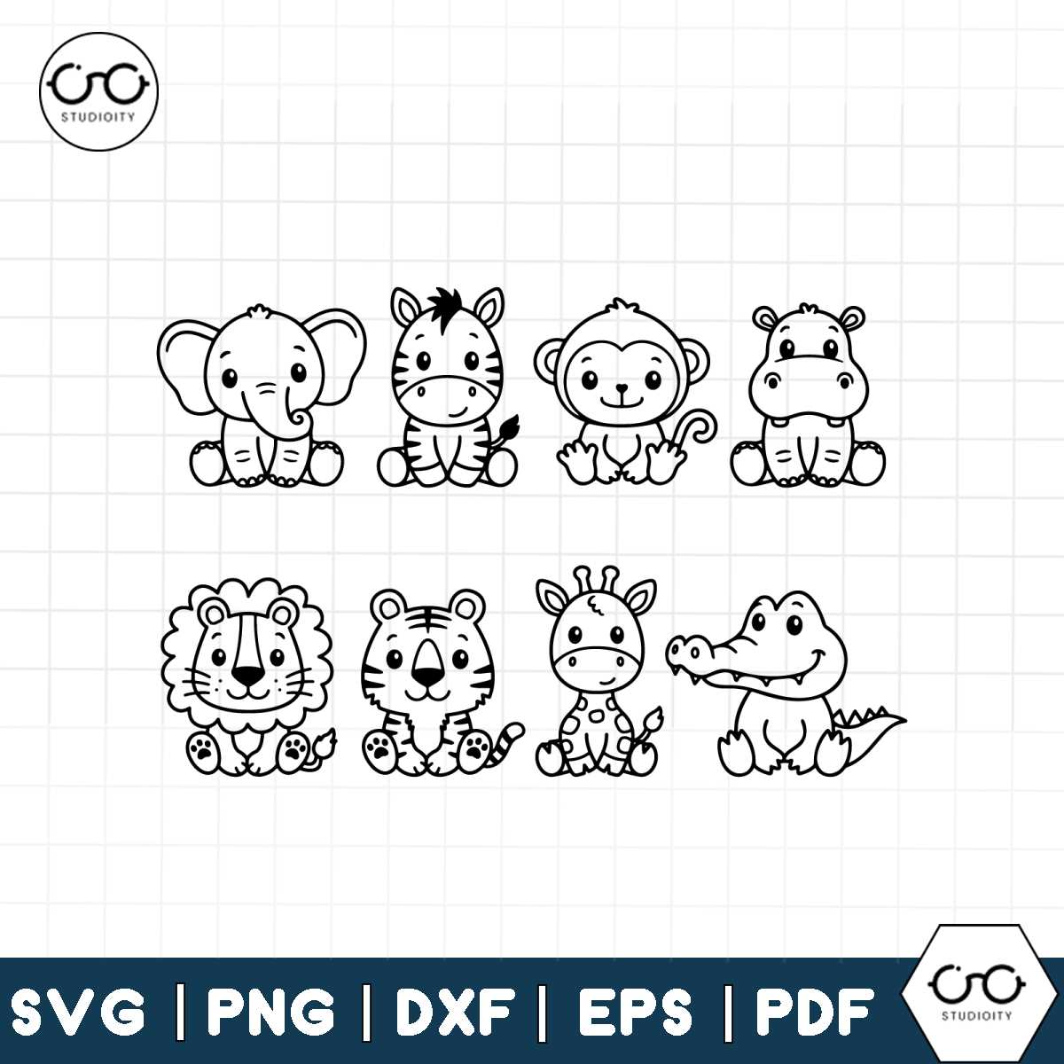 -Safari animals outline SVG Cute african jungle animal cut f | Inspire ...