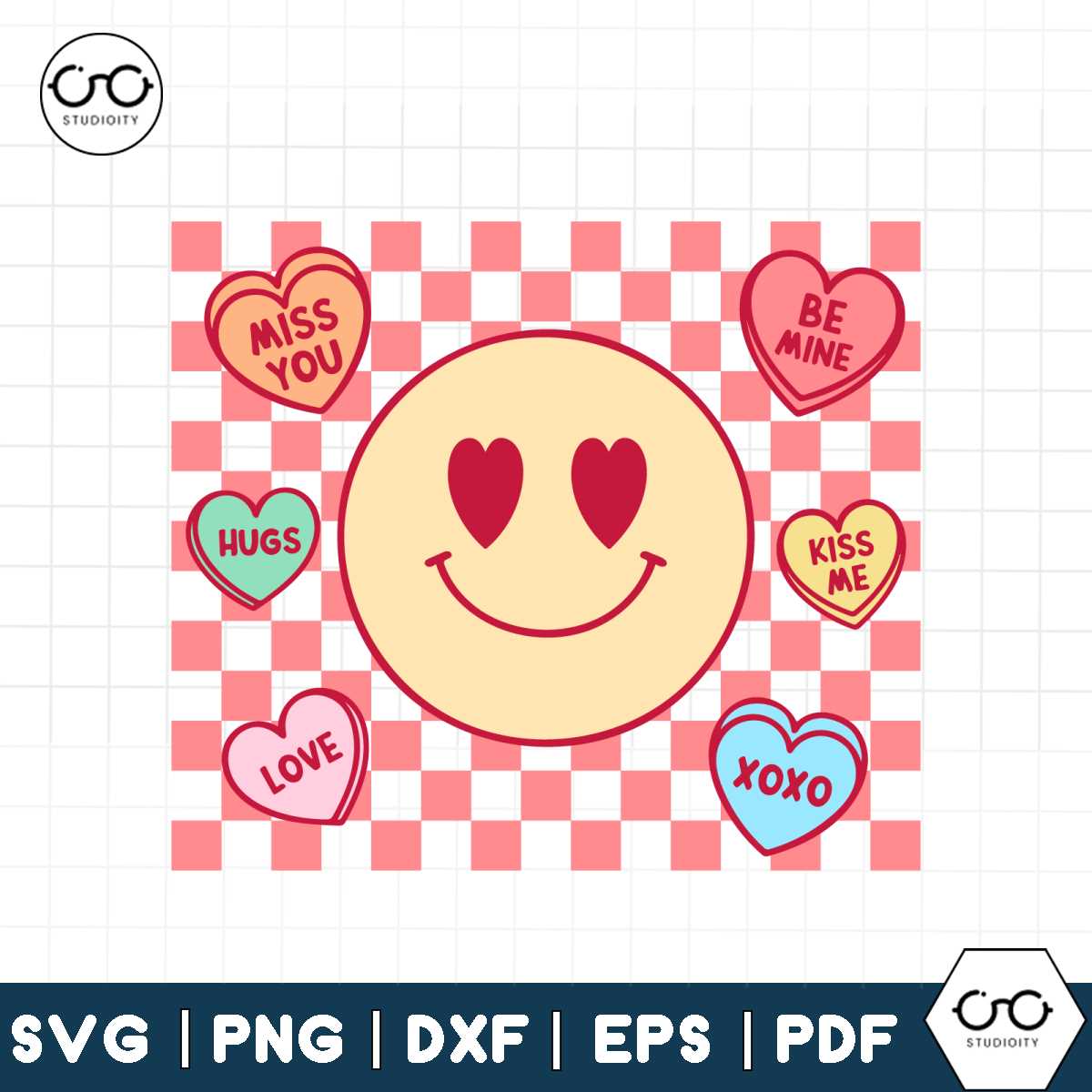 Heart Smiley Face Svg, Smiley Face Svg, Happy Valentines Svg | Inspire ...
