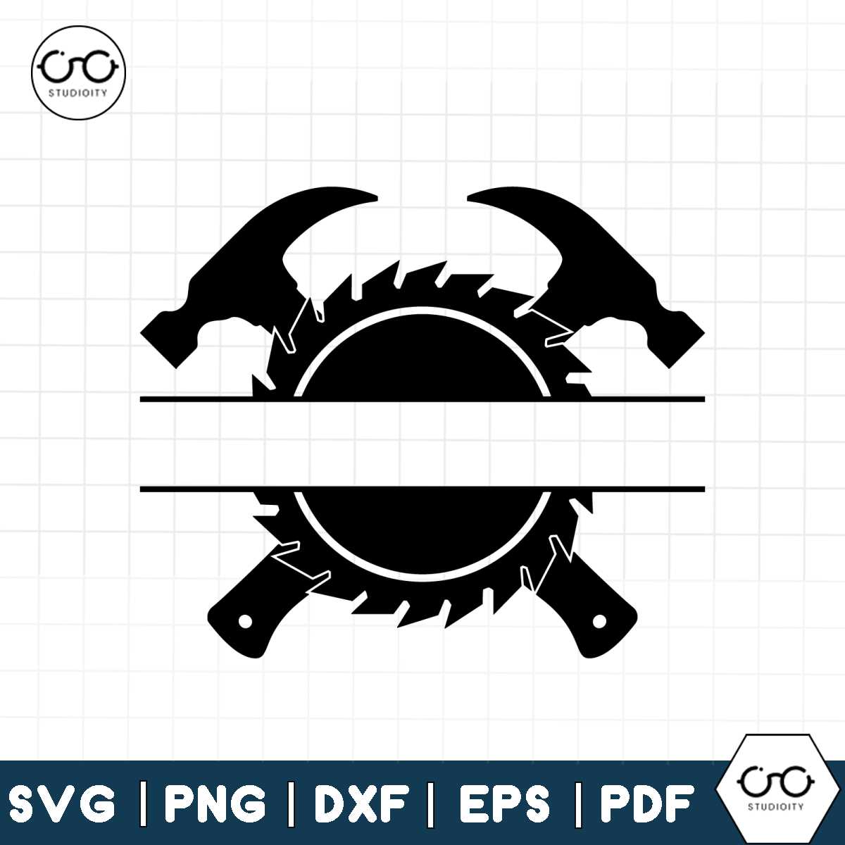 Saw Blade Split Monogram Svg, Crossed Hammers Svg, Logger, L | Inspire ...