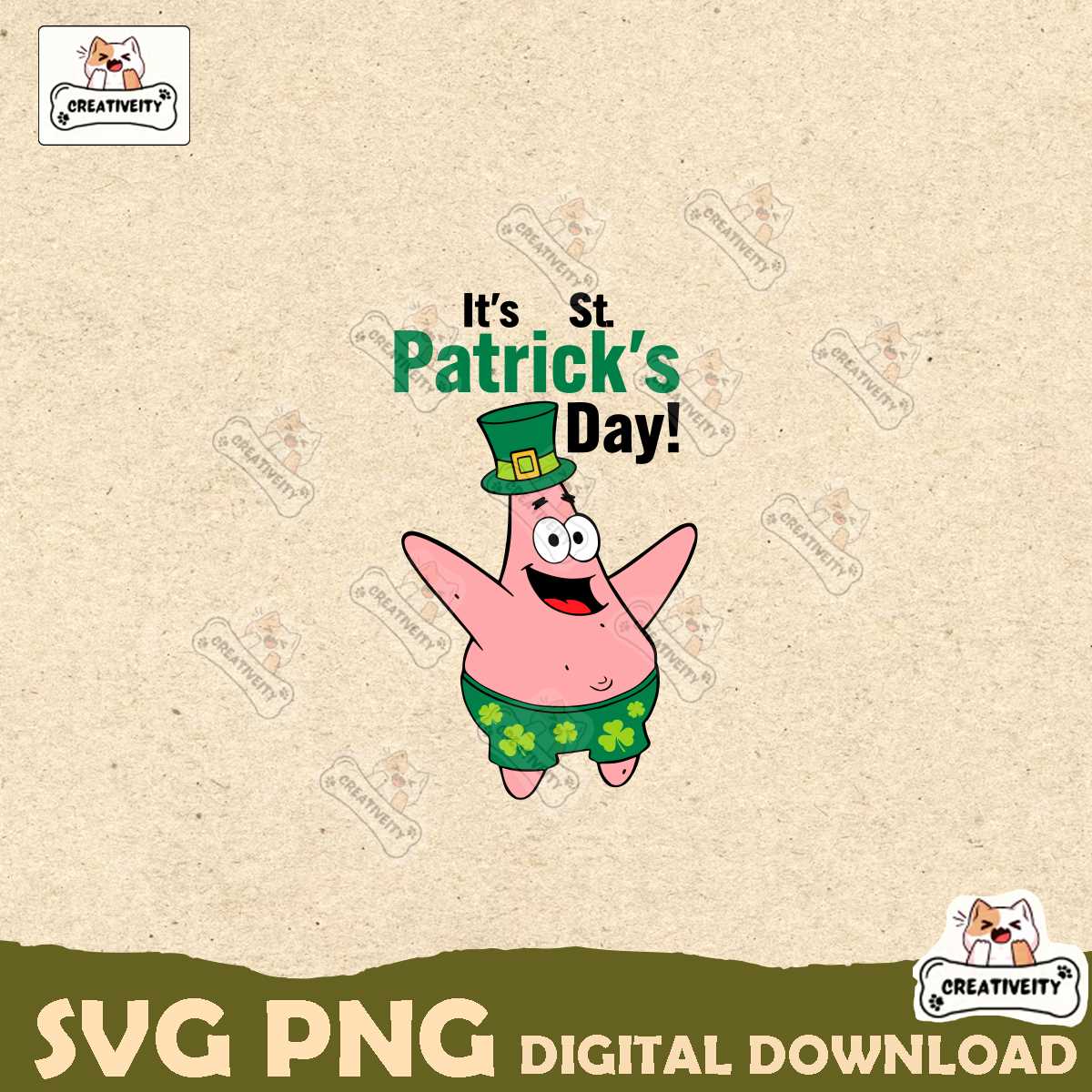 Its St Patricks Day Patrick Star Spongebob SVG | Inspire Uplift