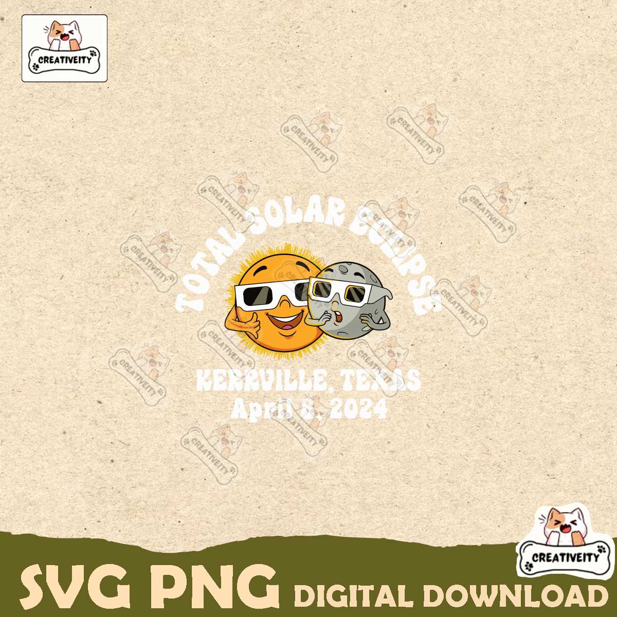 Total Solar Eclipse Kerrville Texas April 2024 SVG - Inspire Uplift