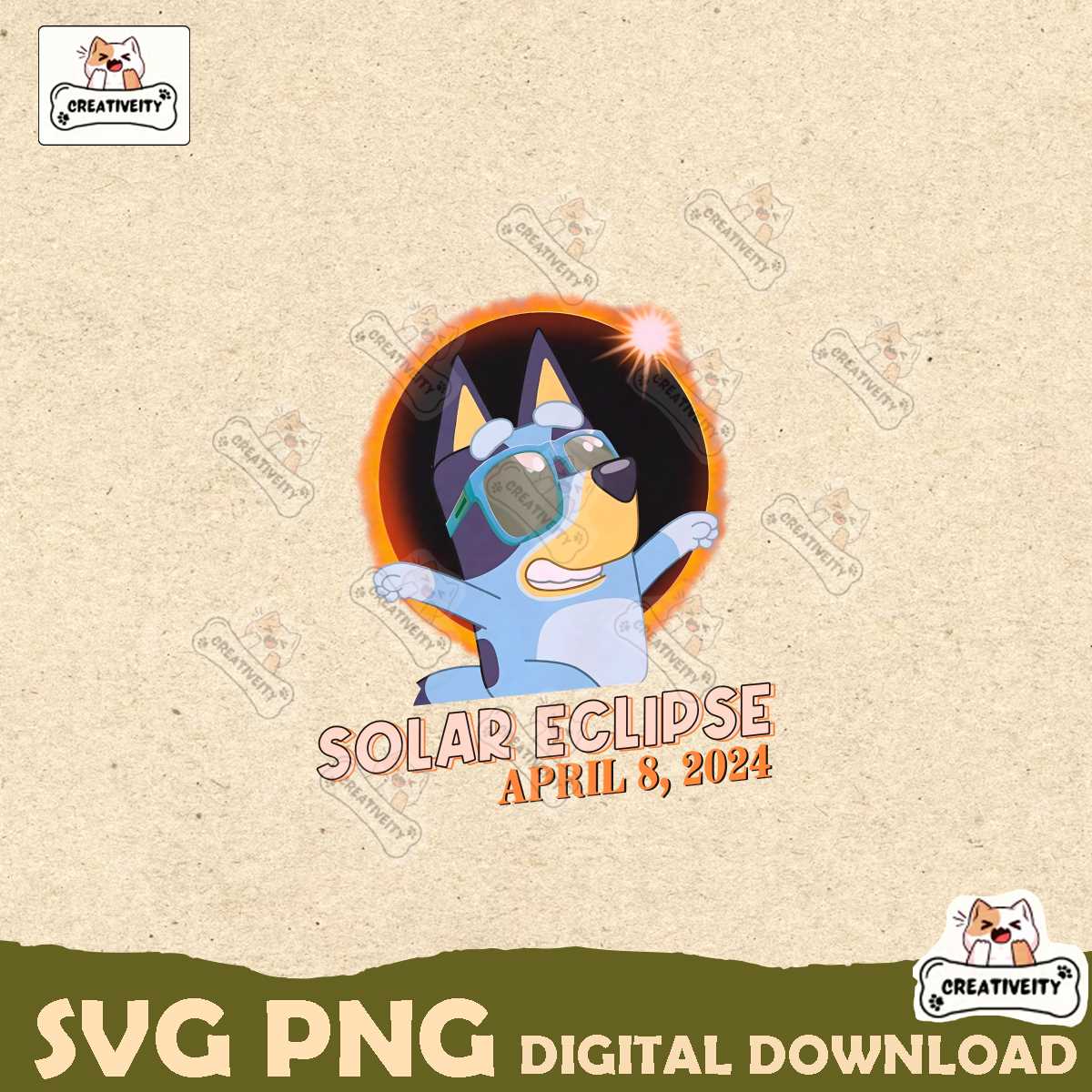 Funny Bluey Total Solar Eclipse PNG - Inspire Uplift