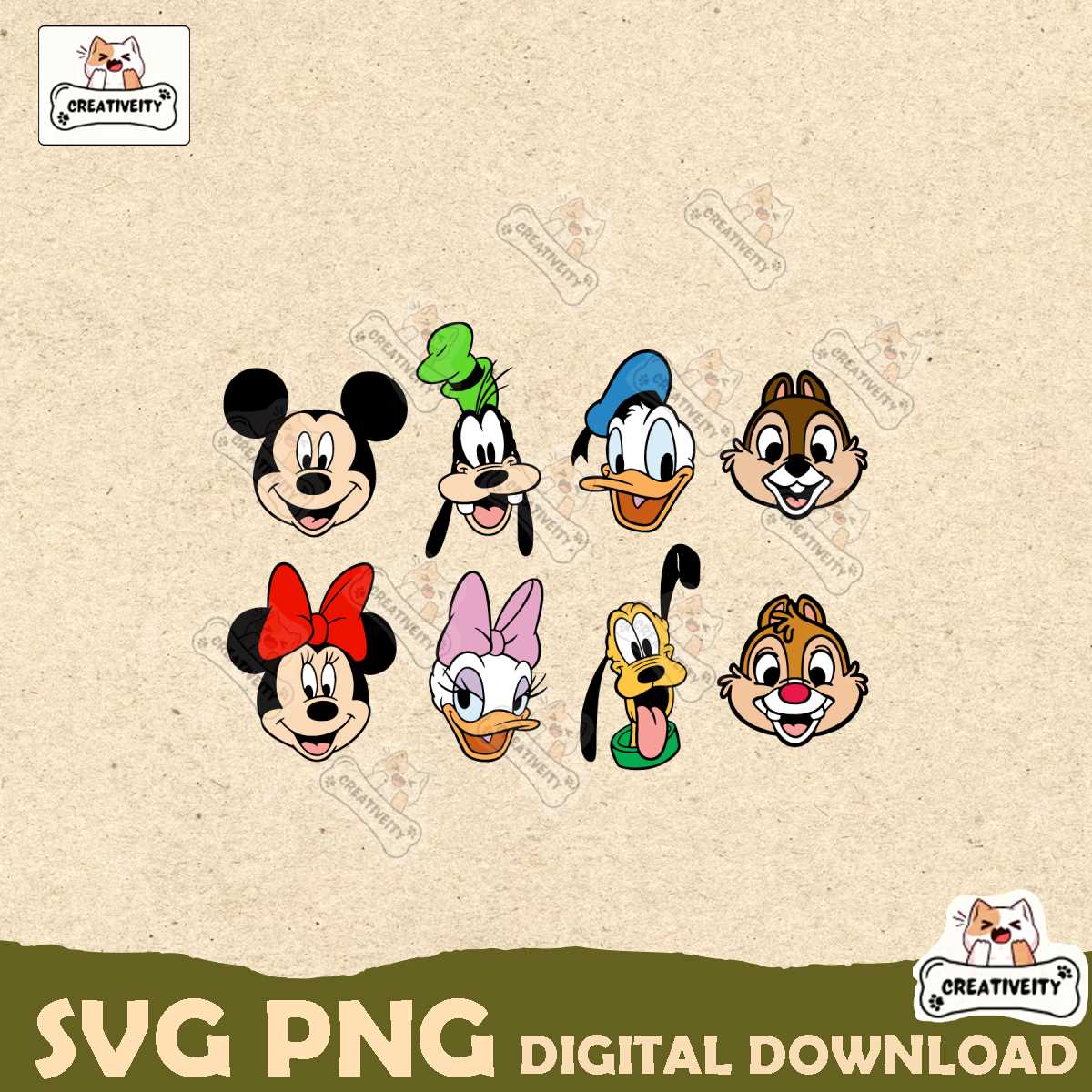 Mickey & Friends Minnie Daisy Donald Goofy Pluto Chip Dale L - Inspire ...