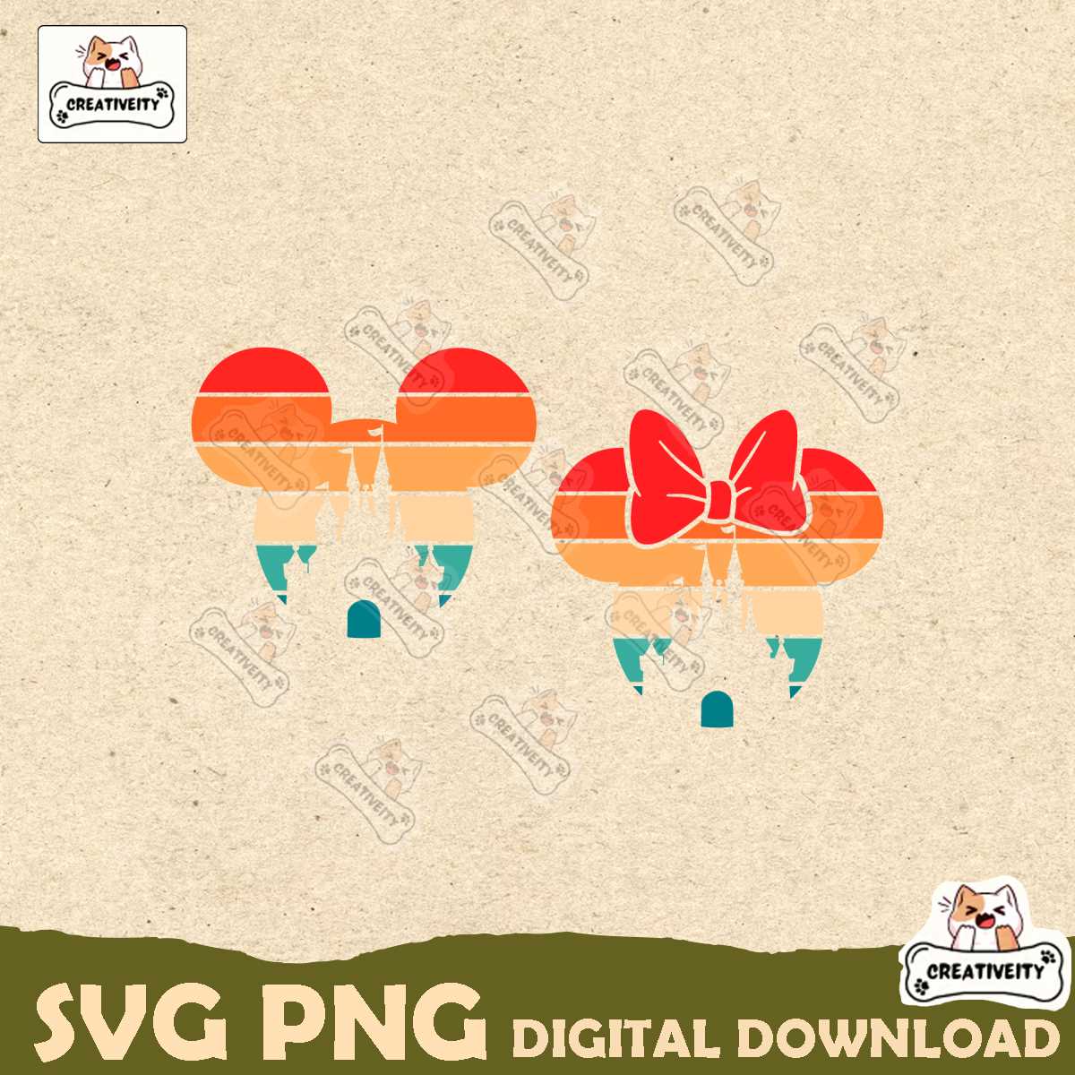 Sunset, Mickey Minnie Mouse, Castle, Ears Head, Svg Png Dxf | Inspire ...