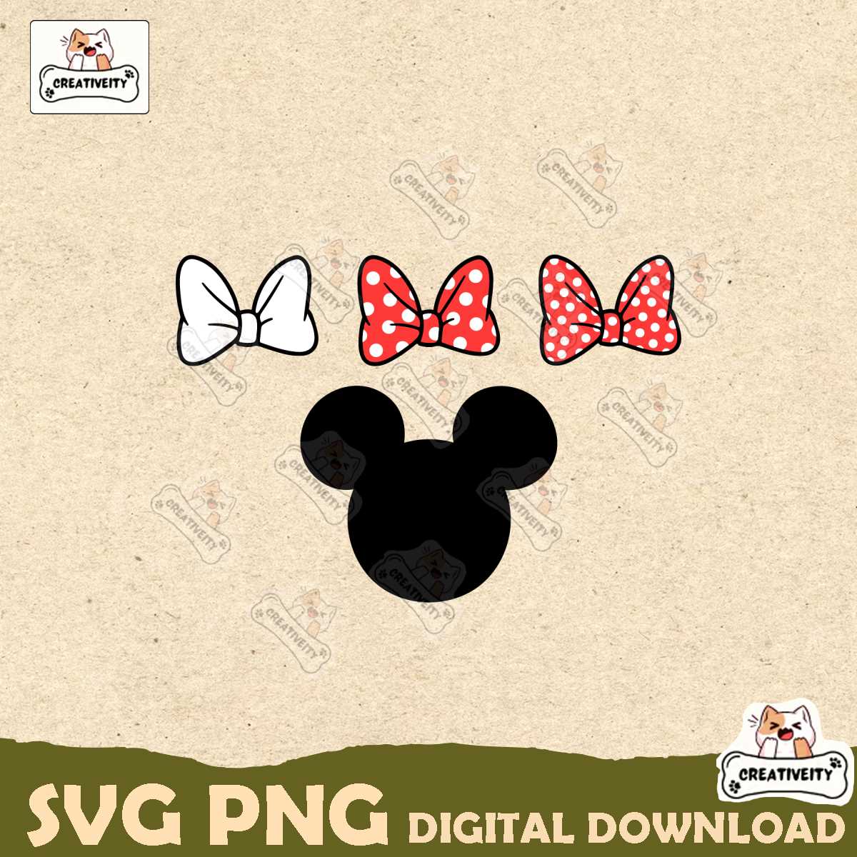 Bow, Minnie Mouse, Dots, Polkadots, Head Ears, Svg and Png F | Inspire ...