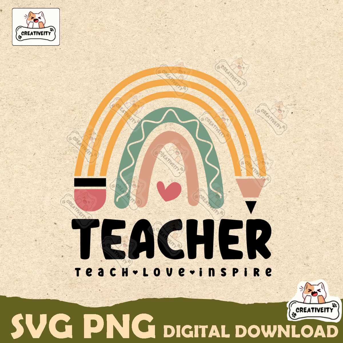 Teach Love Inspire Svg Png, Teacher Rainbow Svg, Gift for te | Inspire ...