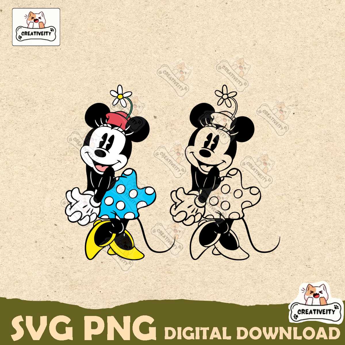 Minnie Mouse Vintage Retro Svg, Dxf, Eps, Ai, Cdr Vector Fil | Inspire Uplift