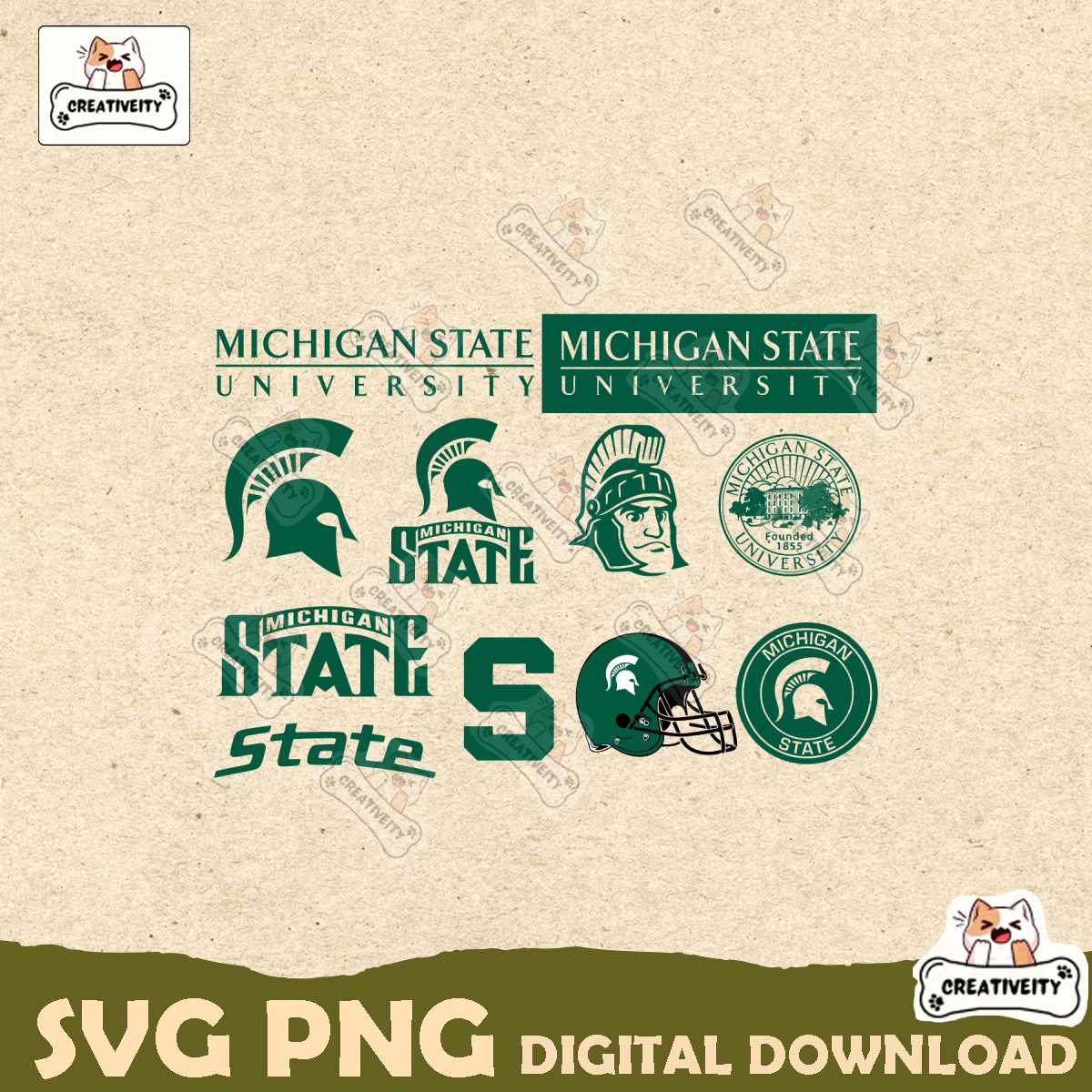 Michigan State University Sign Logo,SvG,PnG,DxF,EpS,Digital | Inspire ...