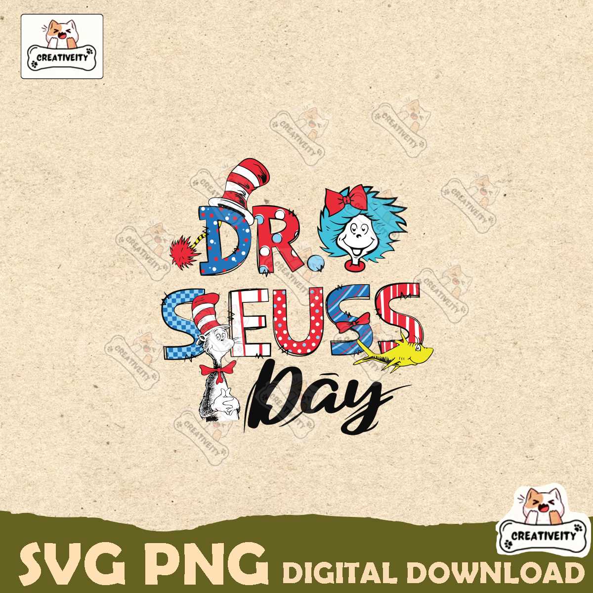Funny Dr Seuss Day Characters SVG | Inspire Uplift