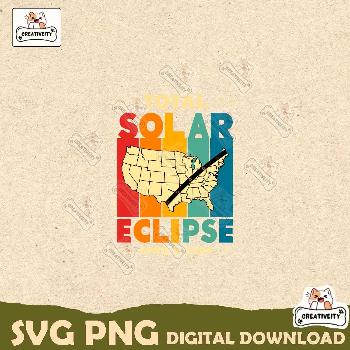 Totla Solar Eclipse 2024 America Path of Totality SVG | Inspire Uplift