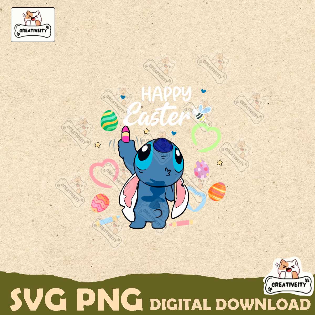 Disney Stitch Happy Easter SVG | Inspire Uplift