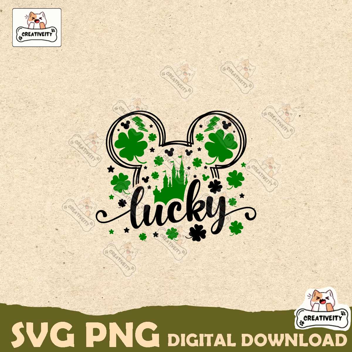 Lucky Mickey Head Disney Castle SVG | Inspire Uplift