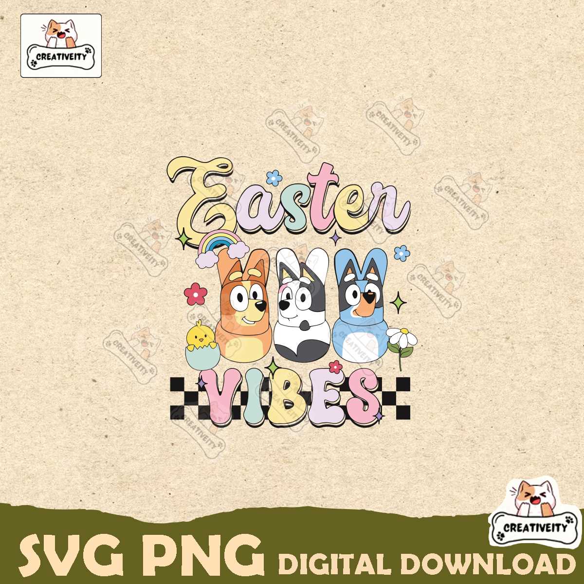 Easter Vibes Bluey Friends SVG | Inspire Uplift