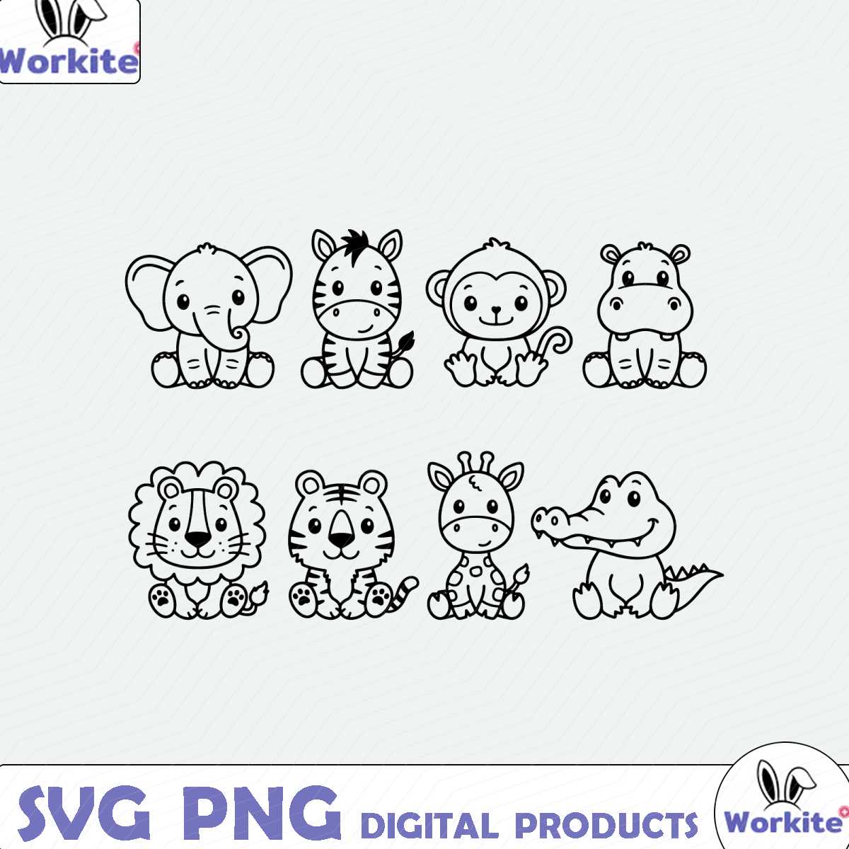 Safari animals outline SVG Cute african jungle animal cut fi | Inspire ...