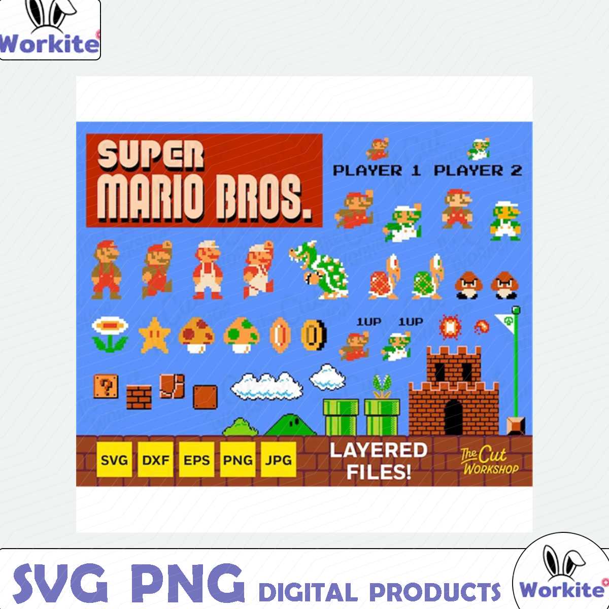 8-Bit Pixel Super Mario Bros Bowser Coin Block Layered BUNDL | Inspire ...