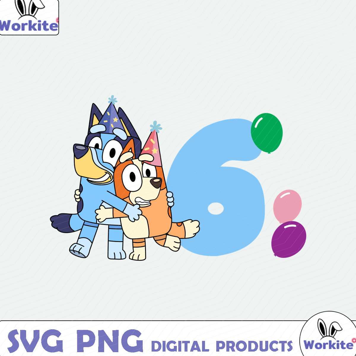 Bluey Birthday numbers 6 SVG | Inspire Uplift
