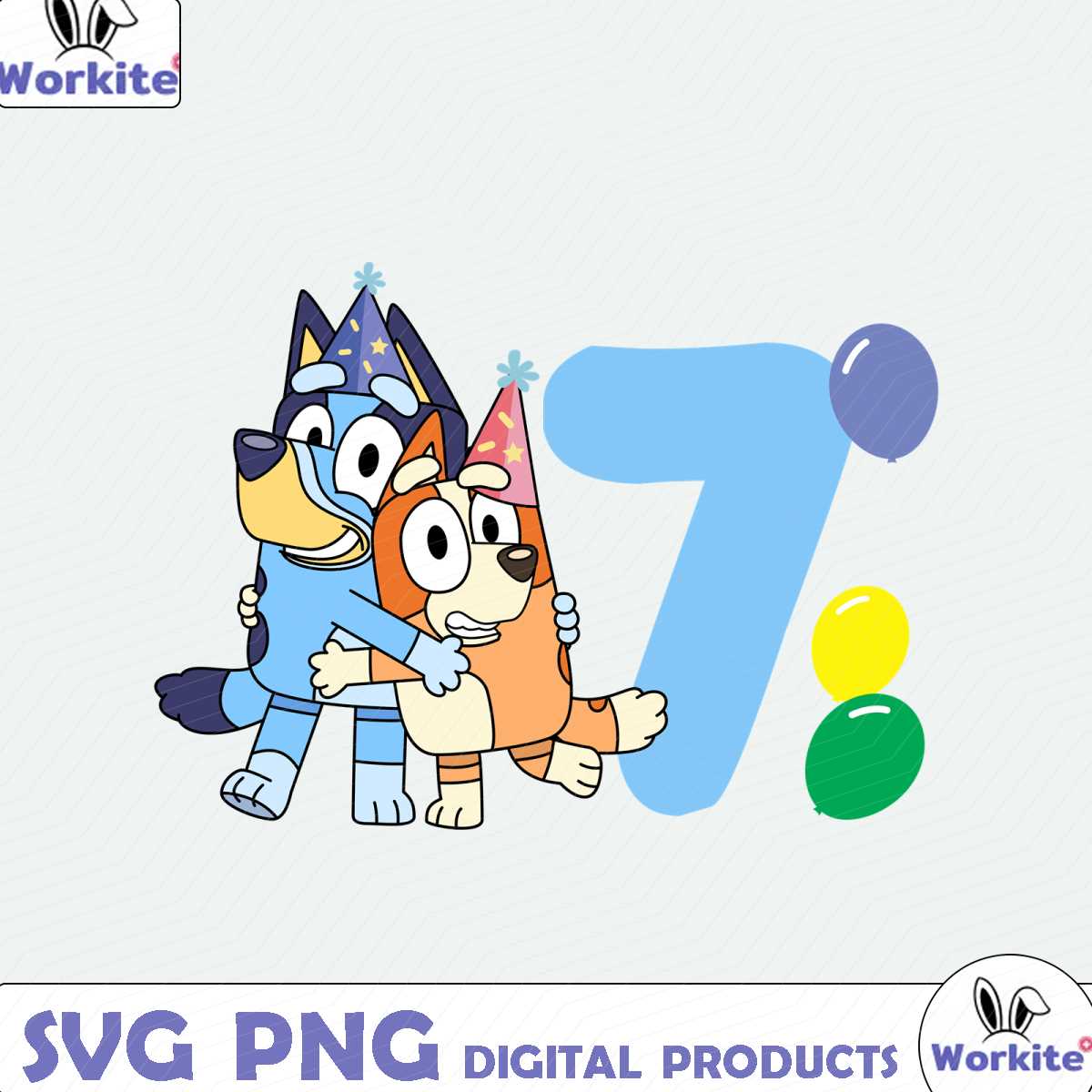 Bluey Birthday numbers 7 SVG | Inspire Uplift