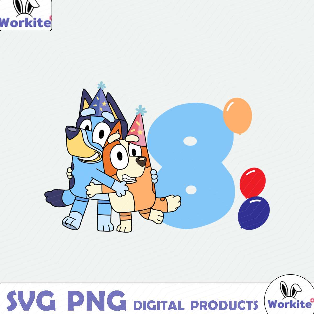 Bluey Birthday numbers 8 SVG | Inspire Uplift