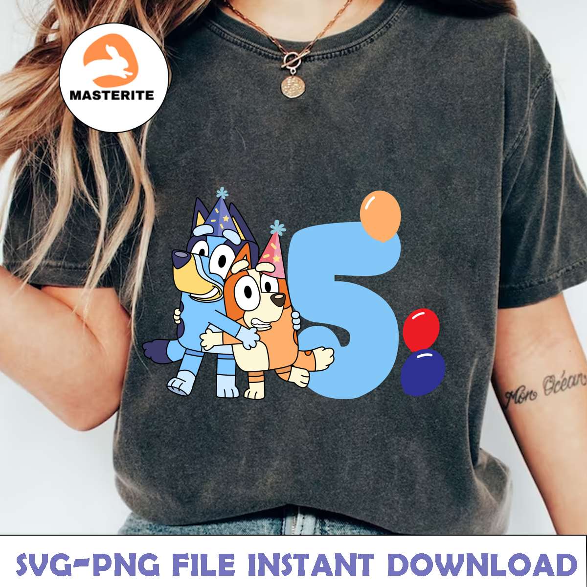 Bluey Birthday numbers 5 SVG | Inspire Uplift