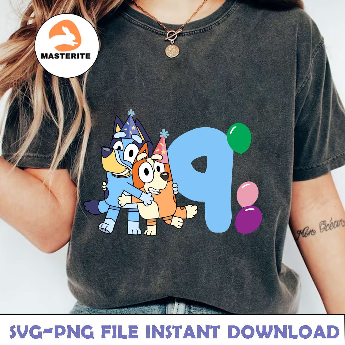 Bluey Birthday numbers 9 SVG - Inspire Uplift