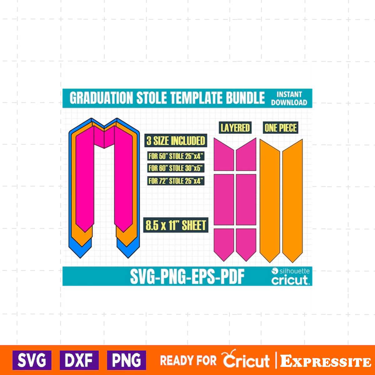 Graduation Stole Template Bundle Svg, Graduation Stole, Stol - Inspire ...