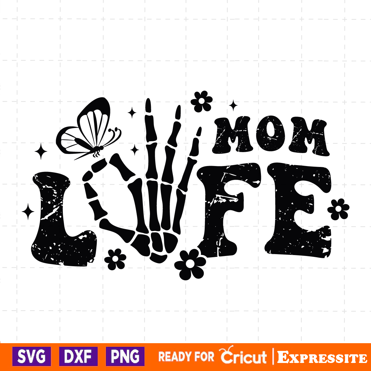 Retro Mom Life Skeleton Hand SVG Digital Download Files | Inspire Uplift