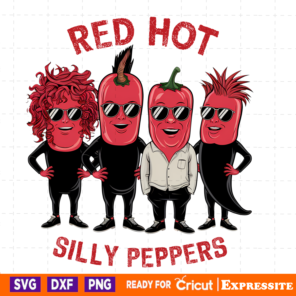 Red Hot Silly Peppers Rock Band PNG Digital Download Files | Inspire Uplift