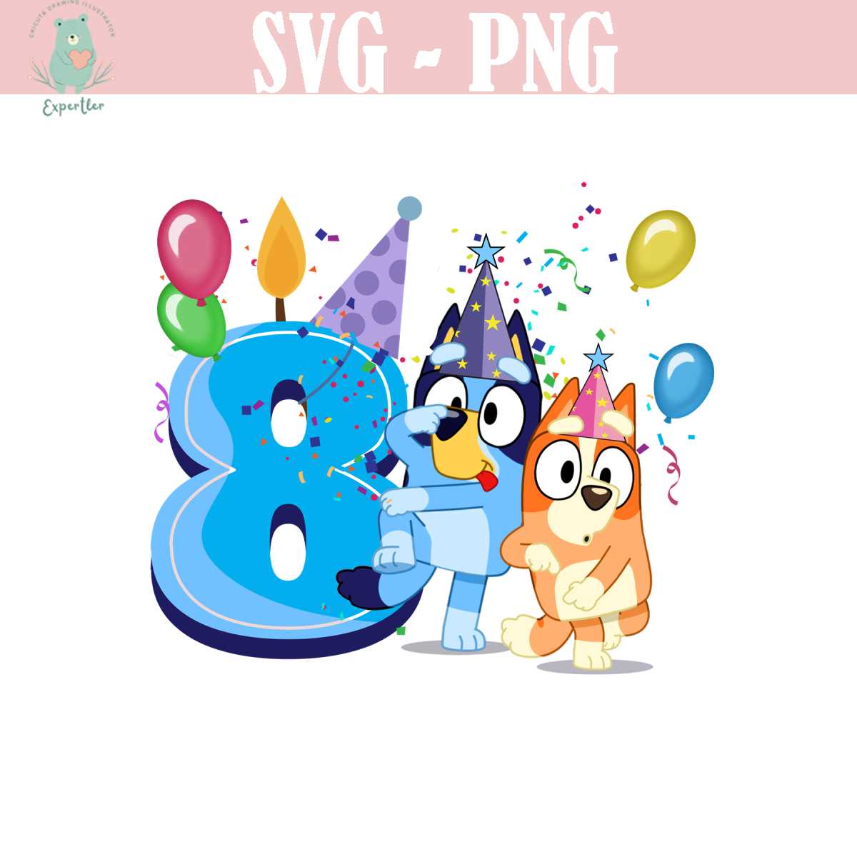 blueys 8 blue PNG, Bluey Birthday numbers png | Inspire Uplift