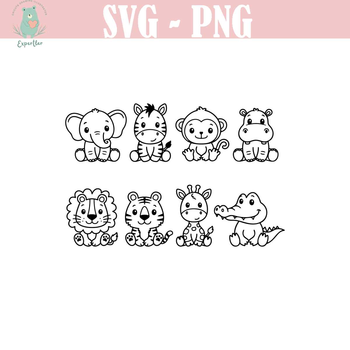 Safari animals outline SVG Cute african jungle animal cut fi | Inspire ...