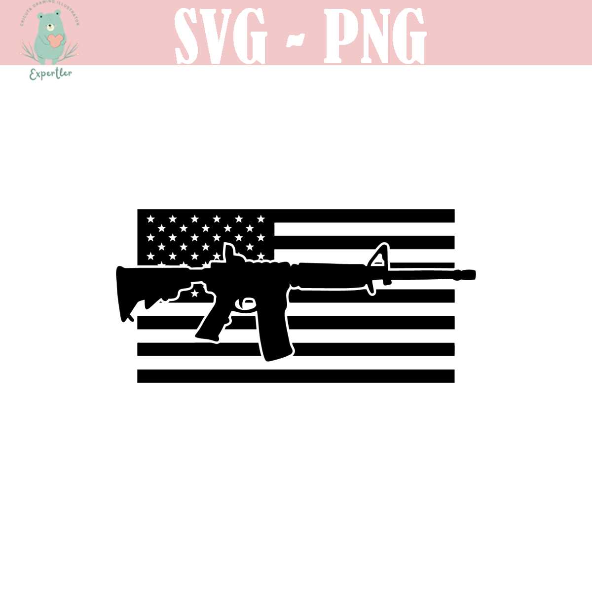 American Flag Svg, AR15 Rifle Svg, USA Flag, Weapon, Gun, Mi | Inspire ...