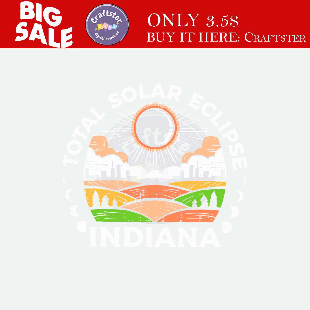 Retro Total Solar Eclipse Indiana 2024 SVG - Inspire Uplift