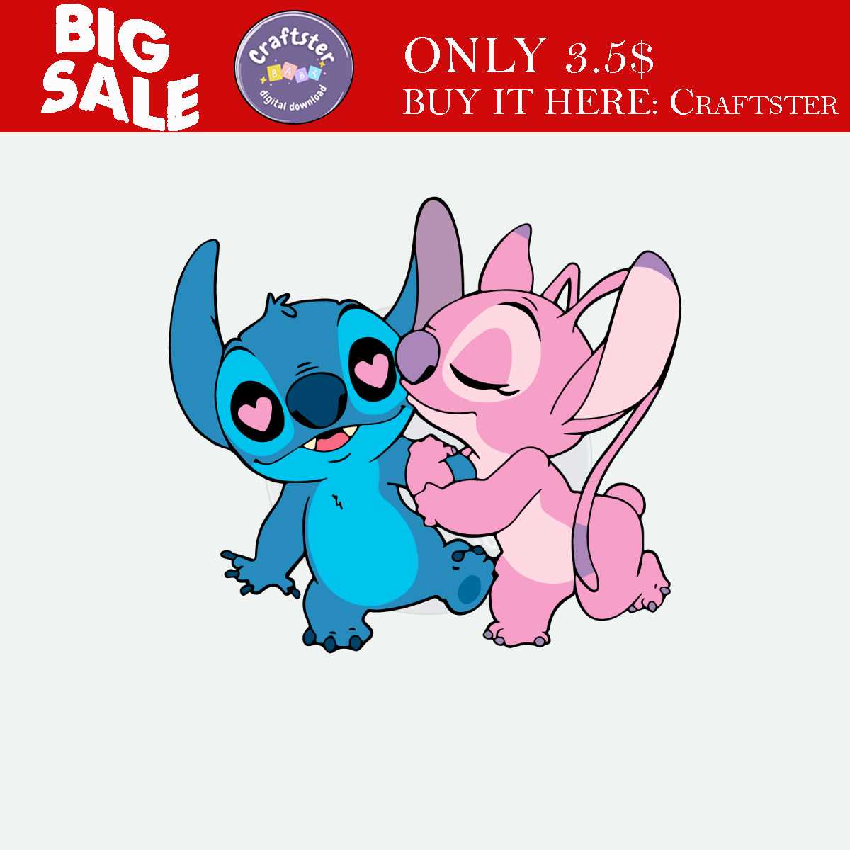 Lilo & Stitch Stitch and Angel - PNG, SVG File for Cricut, H - Inspire ...