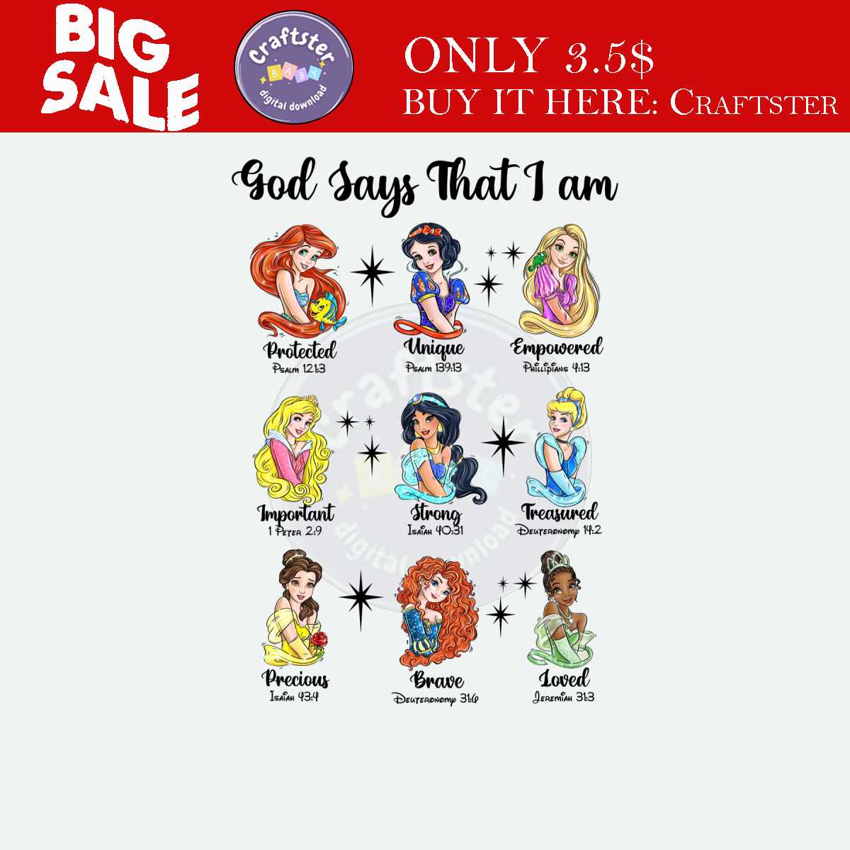 God says I am princess bible verses image png digital file s | Inspire ...