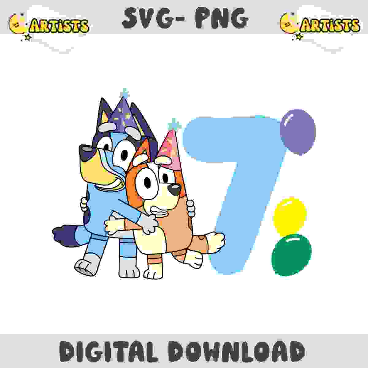 Bluey Birthday numbers 7 SVG | Inspire Uplift