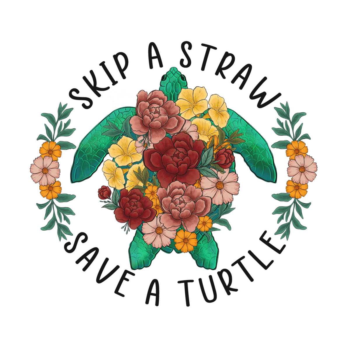 Skip a Straw Save a Turtle PNG | Inspire Uplift