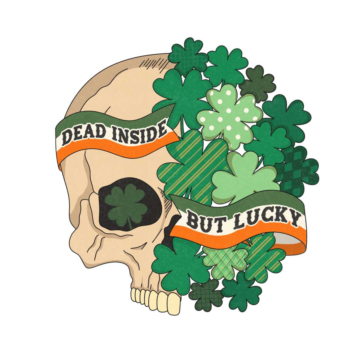 Dead Inside but Lucky Skull PNG | Inspire Uplift