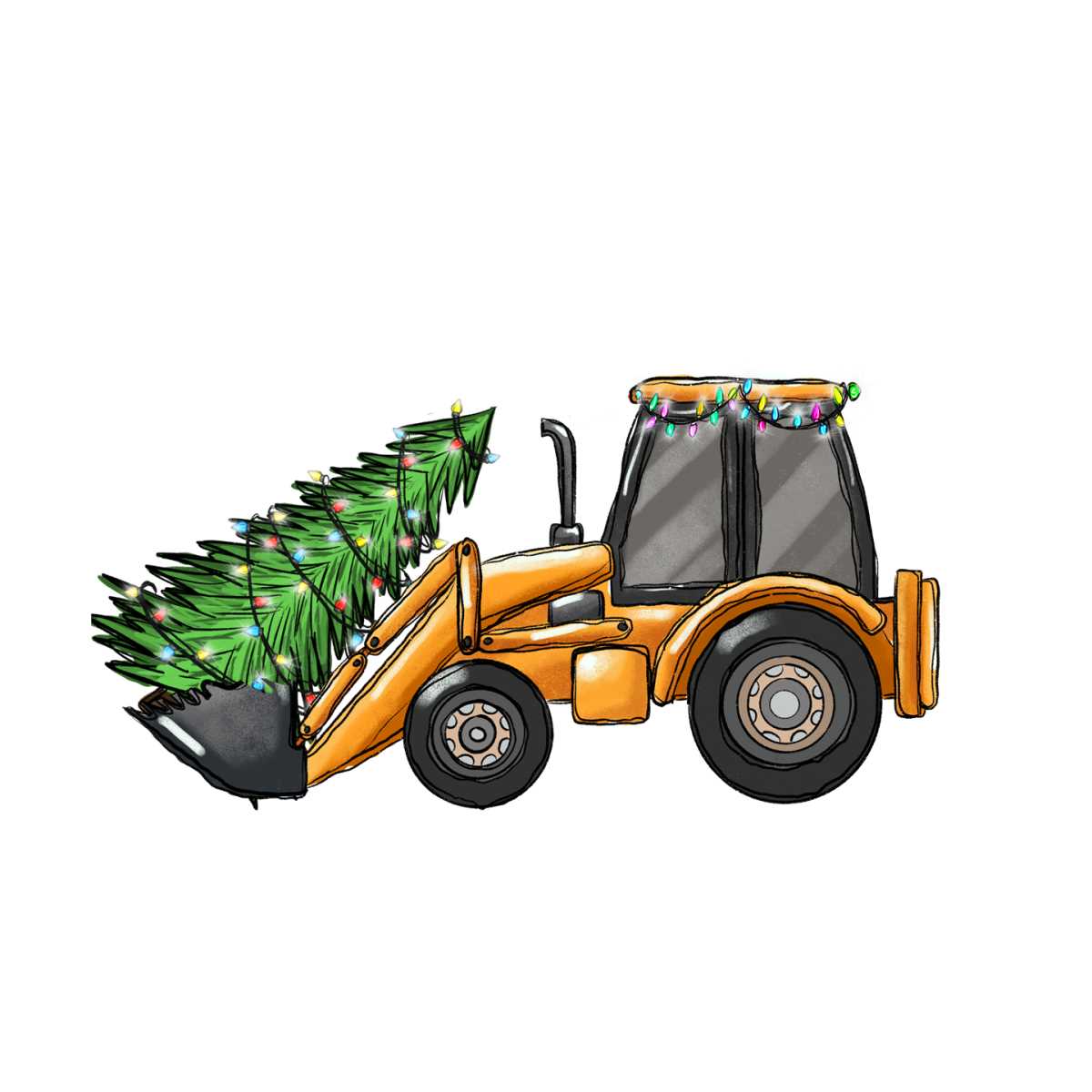 Christmas Tree on Backhoe Loader PNG | Inspire Uplift