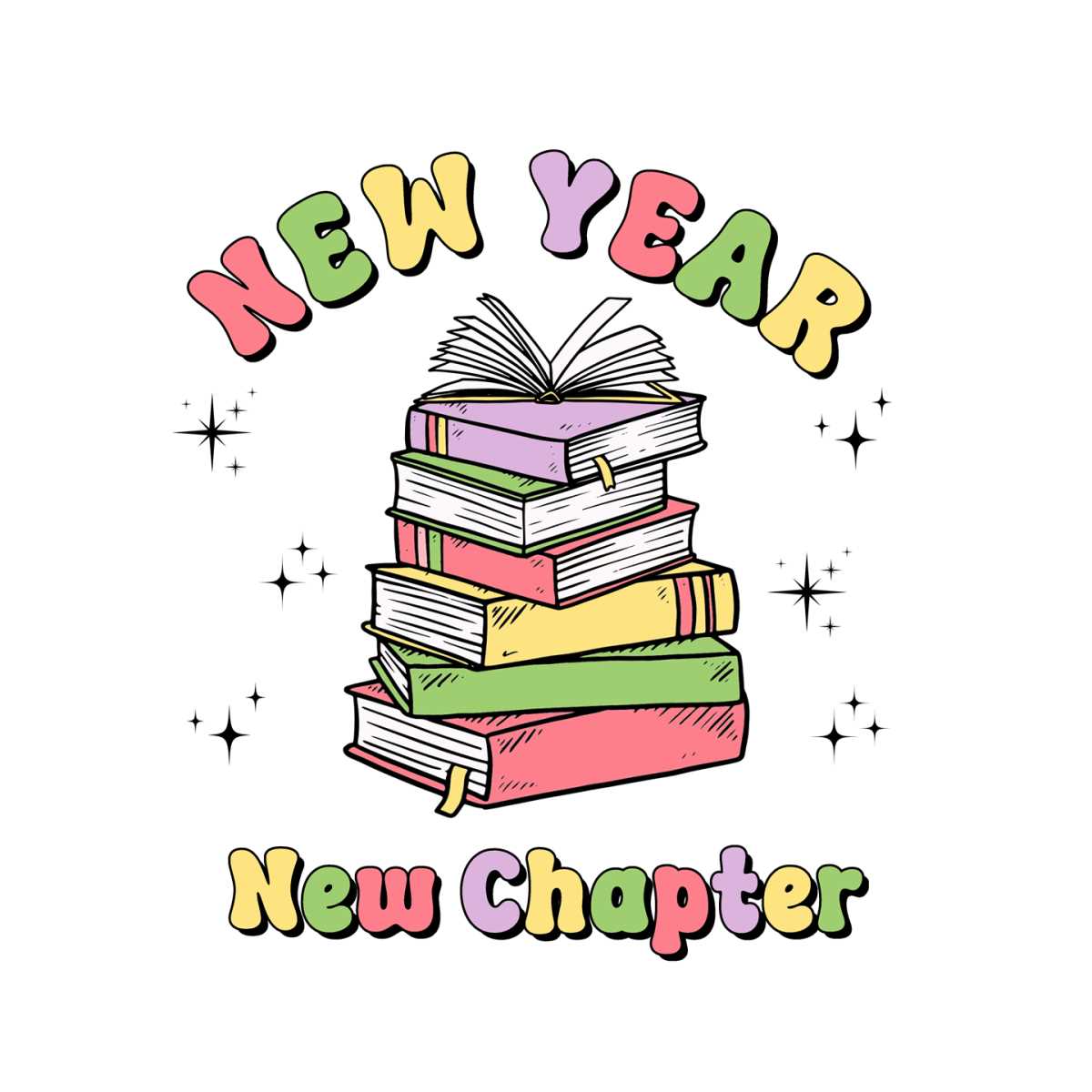 New Year New Chapter 2024 Book Lover PNG | Inspire Uplift