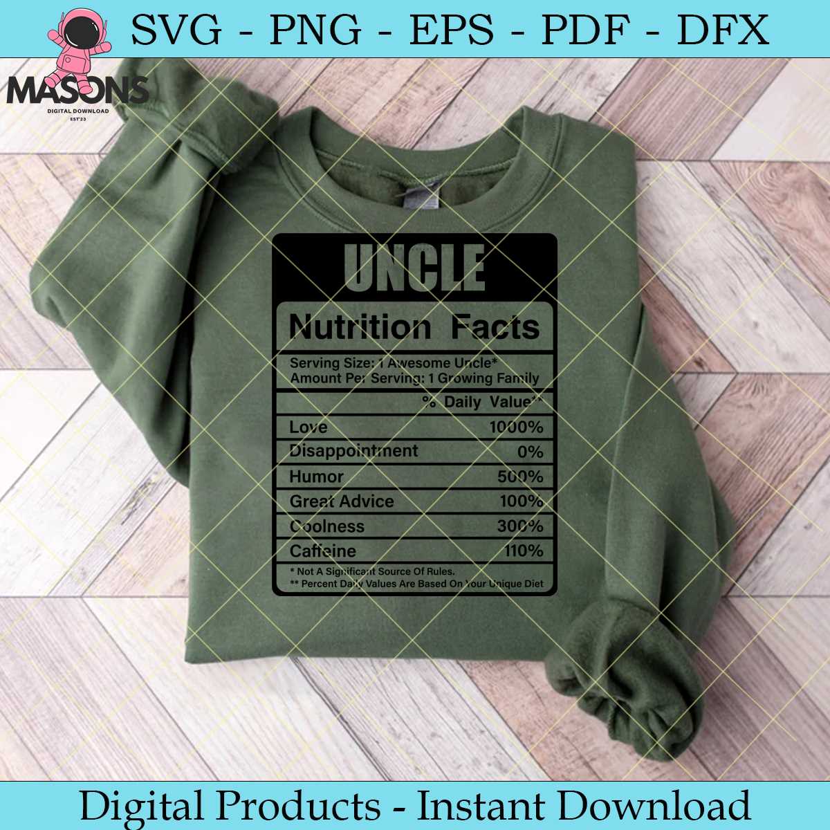 Uncle Nutrition Facts SVG Cut File - Inspire Uplift